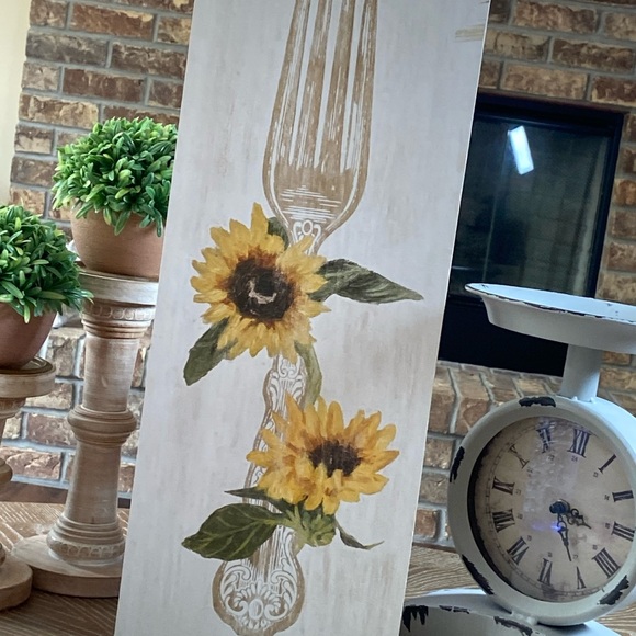 Accents | New Vintage Inspired Large Shabby Chic Kitchen Dining Fork Sunflower Wood Sign | Poshmark